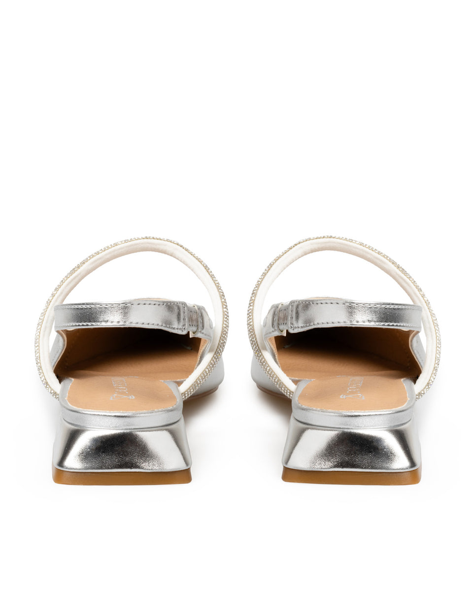 Flat Plata Slingback Tira Brillo 29408 – Zata Selection